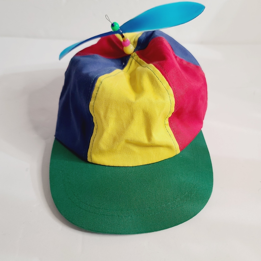 Vintage Clowncore Primary Colors Propeller Baseball C… - Gem